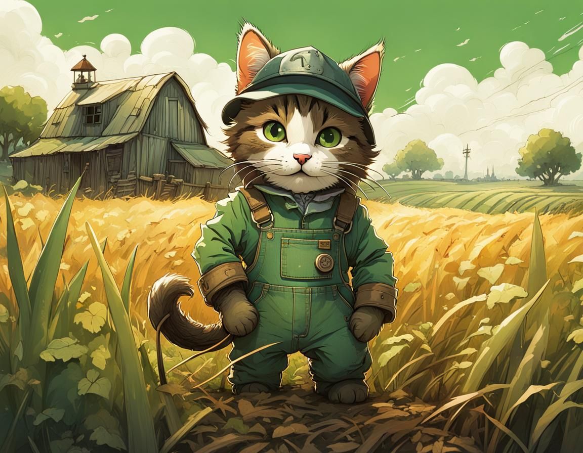 Farmer Cat Checks The Crops - AI Generated Artwork - NightCafe Creator