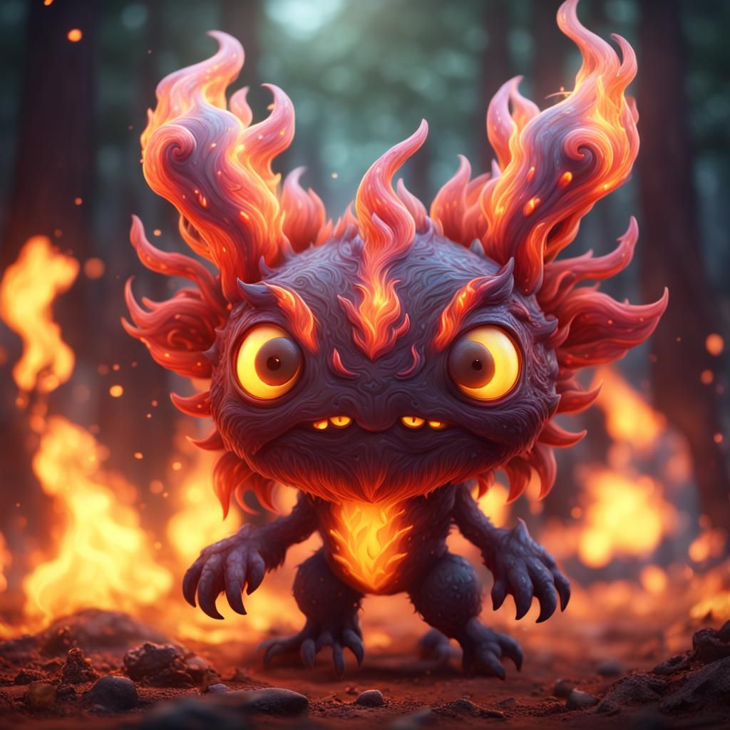 fire creature, cute, kawaii - AI Generated Artwork - NightCafe Creator