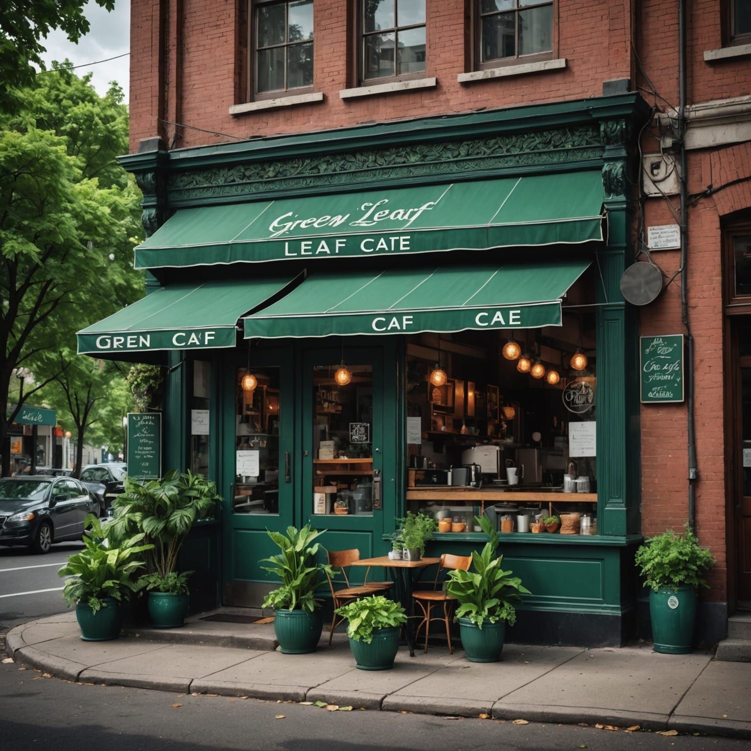 Green leaf cafe - AI Generated Artwork - NightCafe Creator