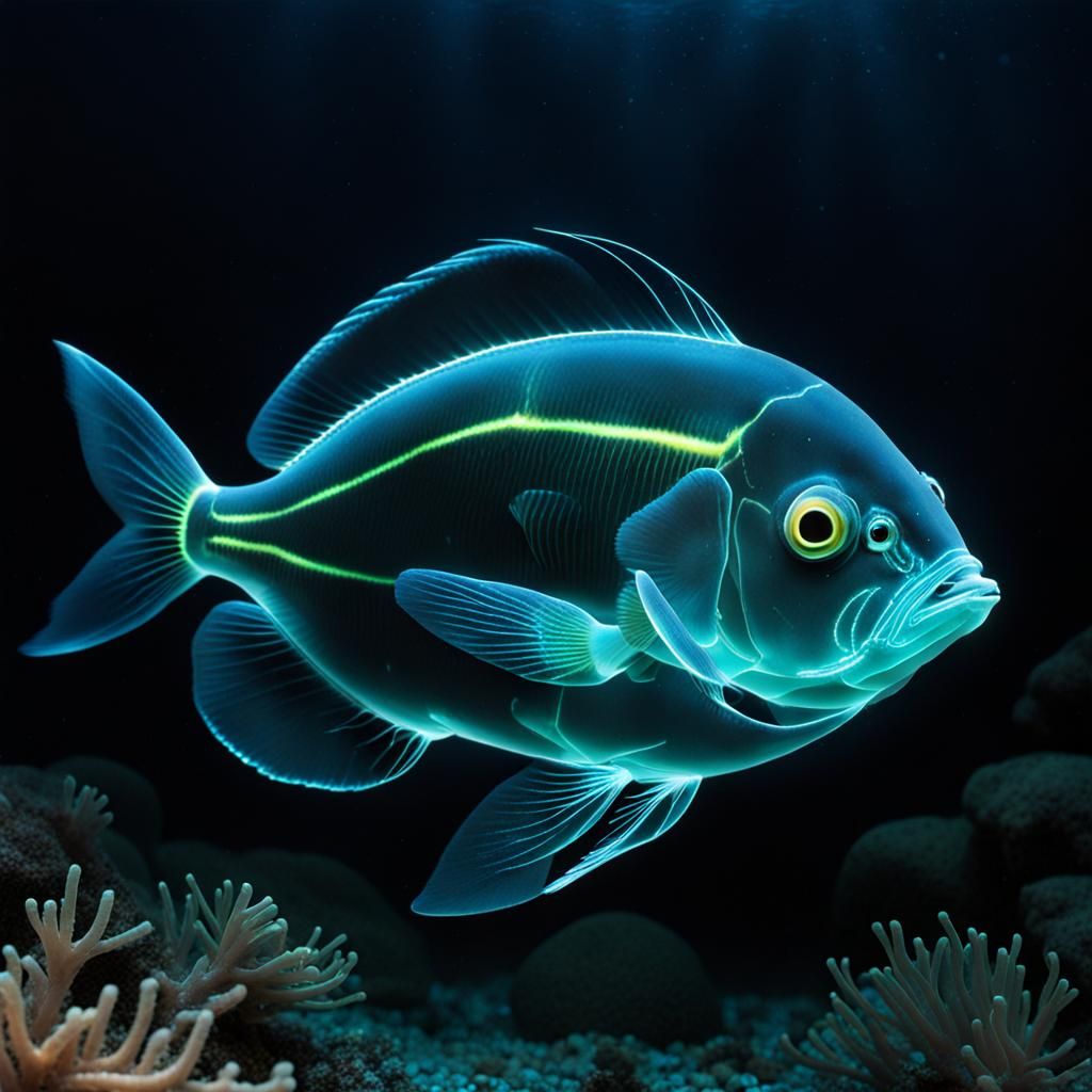 Bioluminescence Fish - AI Generated Artwork - NightCafe Creator
