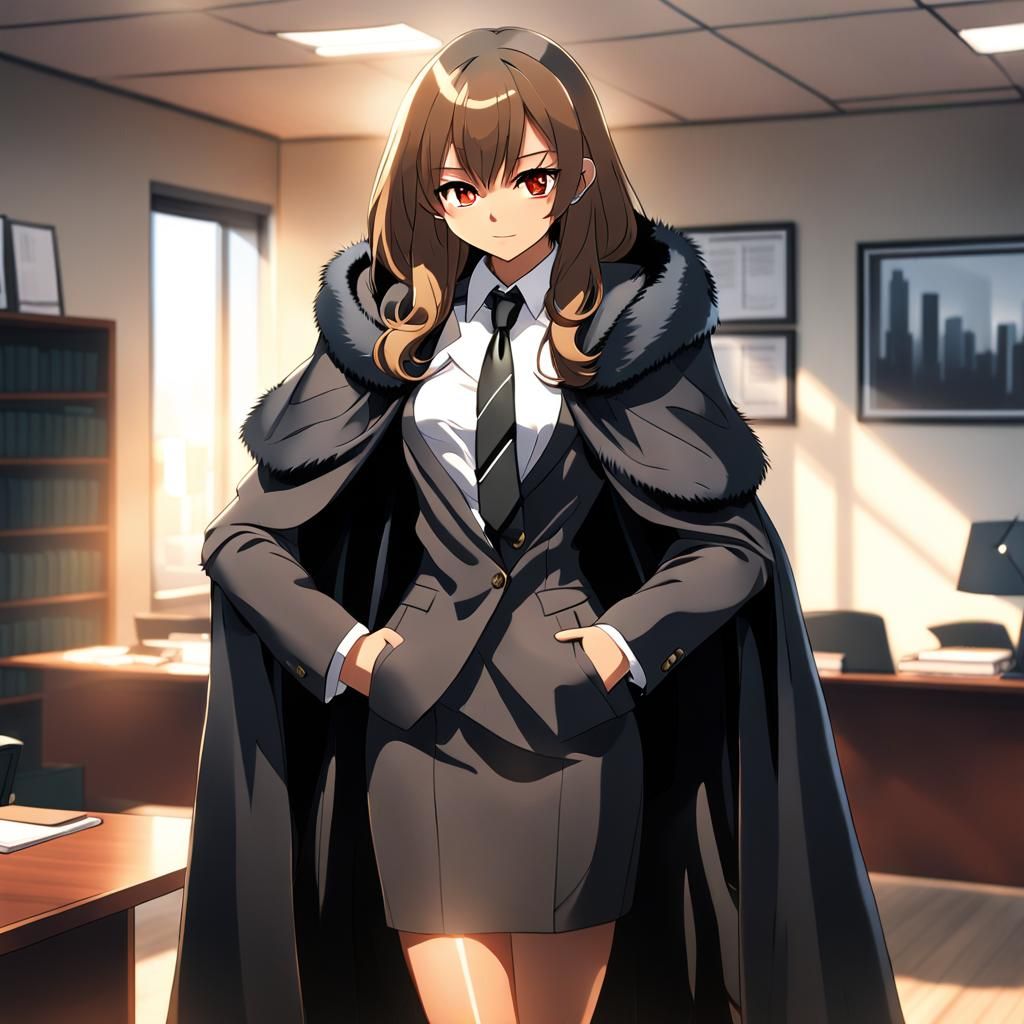 Anime Girl in formal dress like a secretary with white shirt and black ...