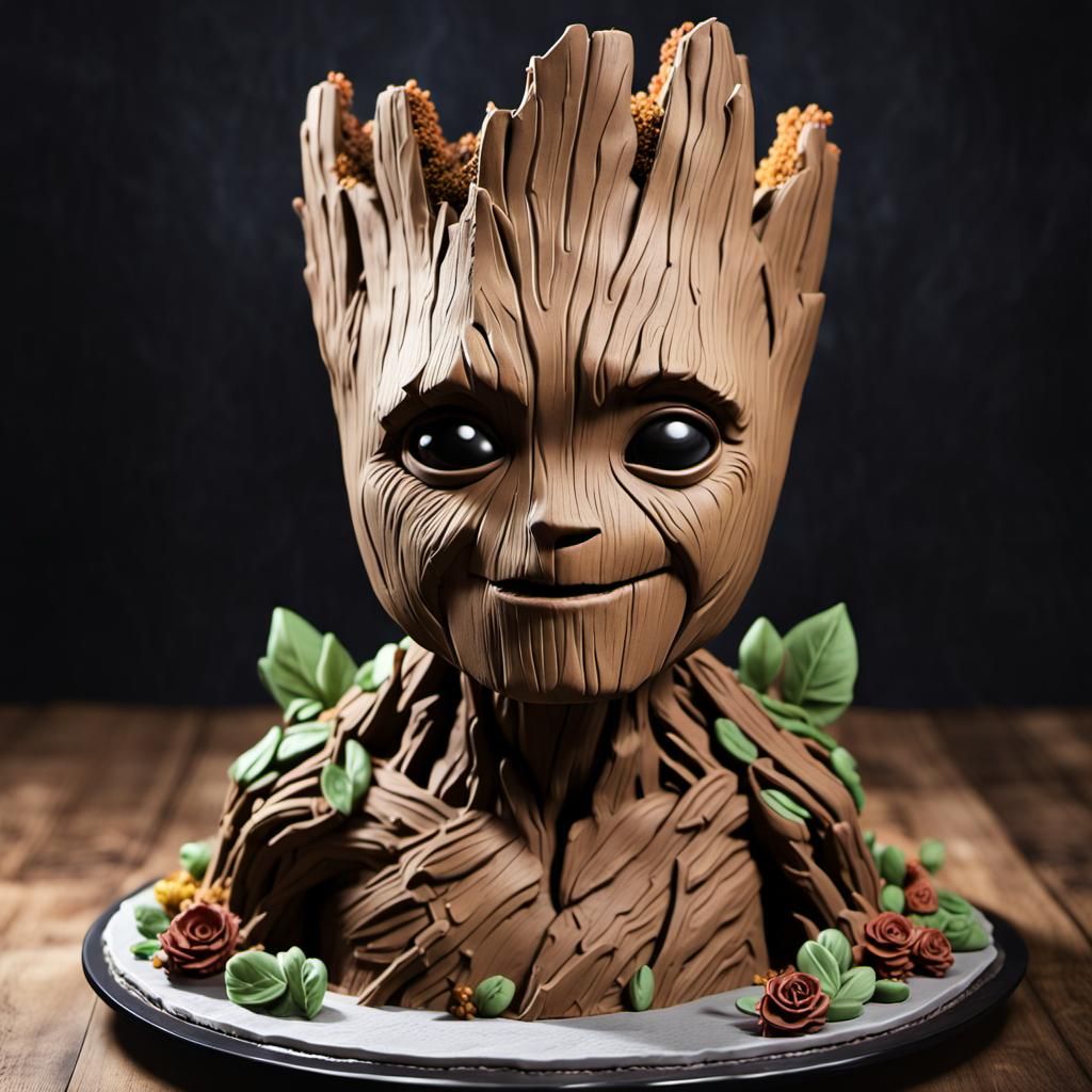 Design a cake inspired by Groot, the lovable Guardian of the Galaxy ...
