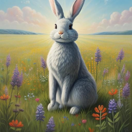 Rabbit in a field - AI Generated Artwork - NightCafe Creator