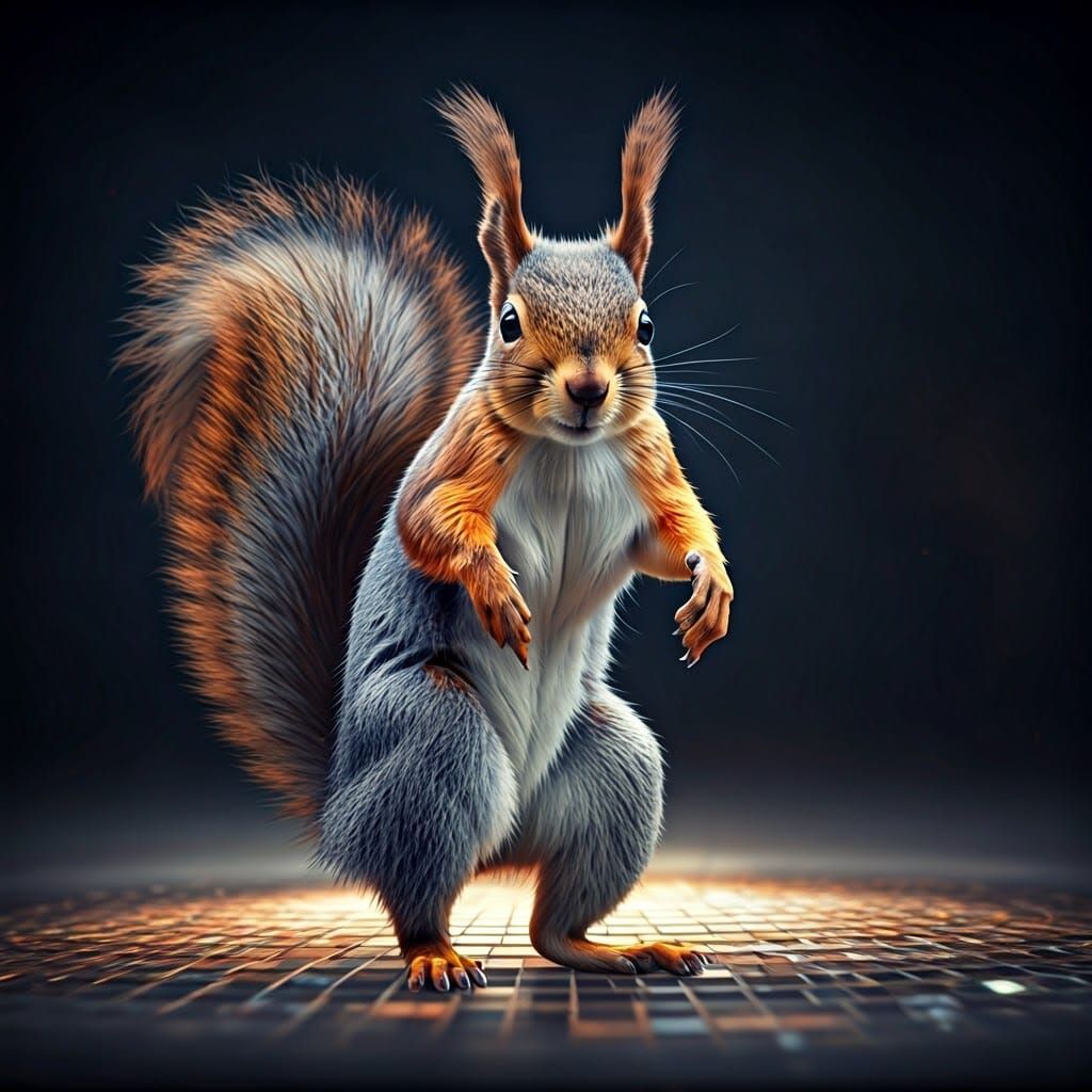 Squirrel in Disco Fever - AI Art