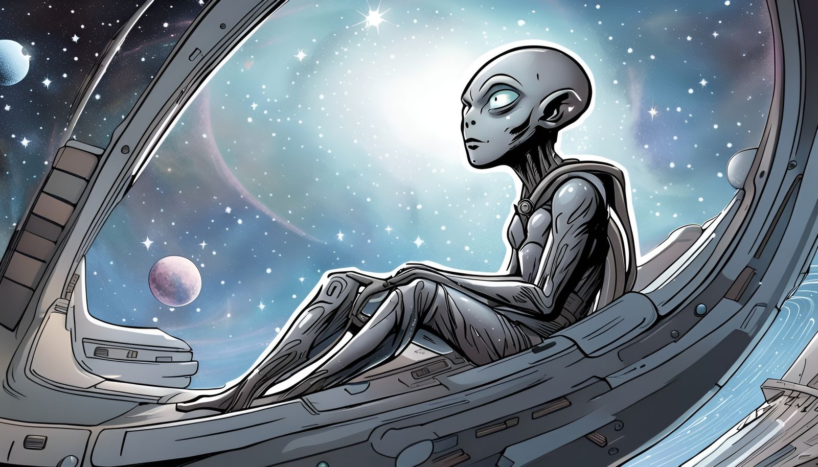 Thoughtful alien - AI Generated Artwork - NightCafe Creator