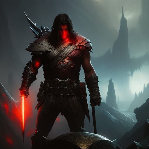 Dark, fighter, demon, troll, warrior, swimming, a masterpiece, 8k ...