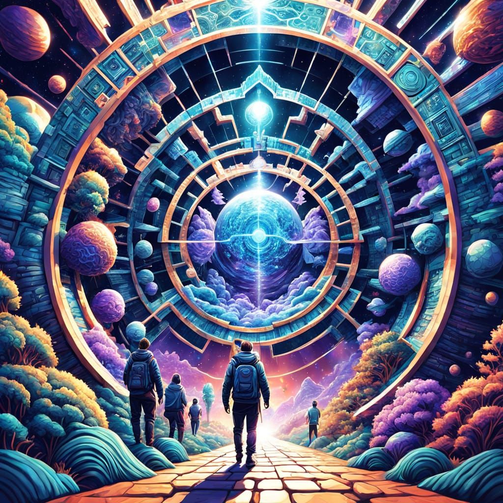 Cosmic pathway. - Cosmic Quest in Vibrant Astral Landscape