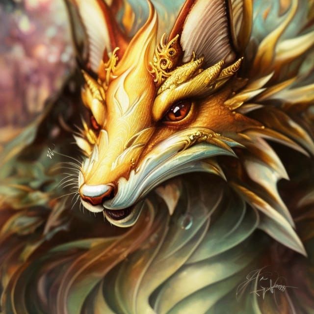 Portrait of a dragon fox hybrid - AI Generated Artwork - NightCafe Creator