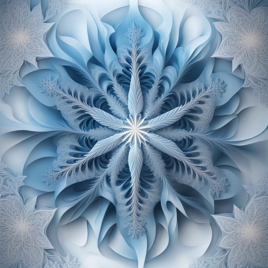 Fractal snowflake in soft blue backlit - AI Generated Artwork ...