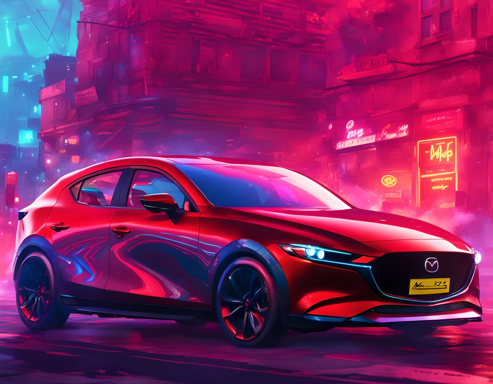 2020 Cyberpunk Mazda 3, red color - AI Generated Artwork - NightCafe ...