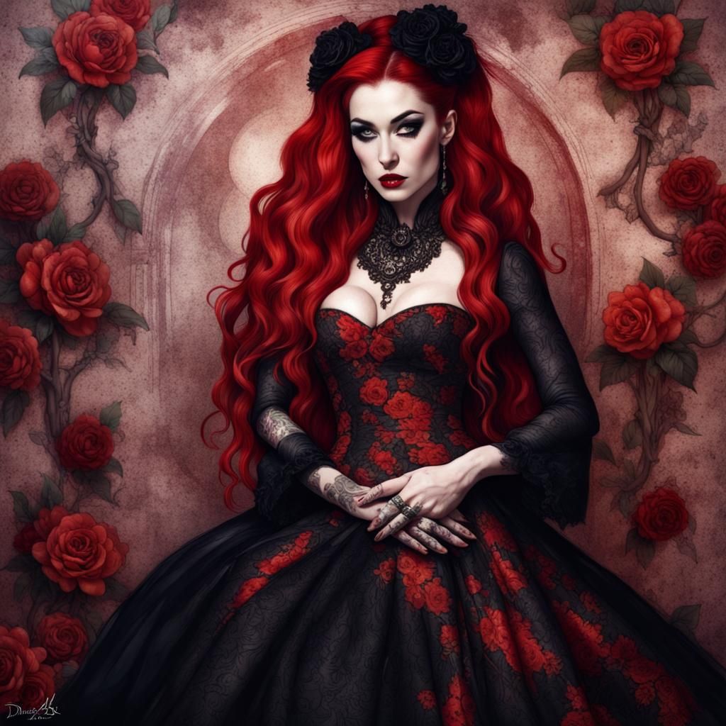 hot ravenous vampire ash costello new years day half red hair half ...
