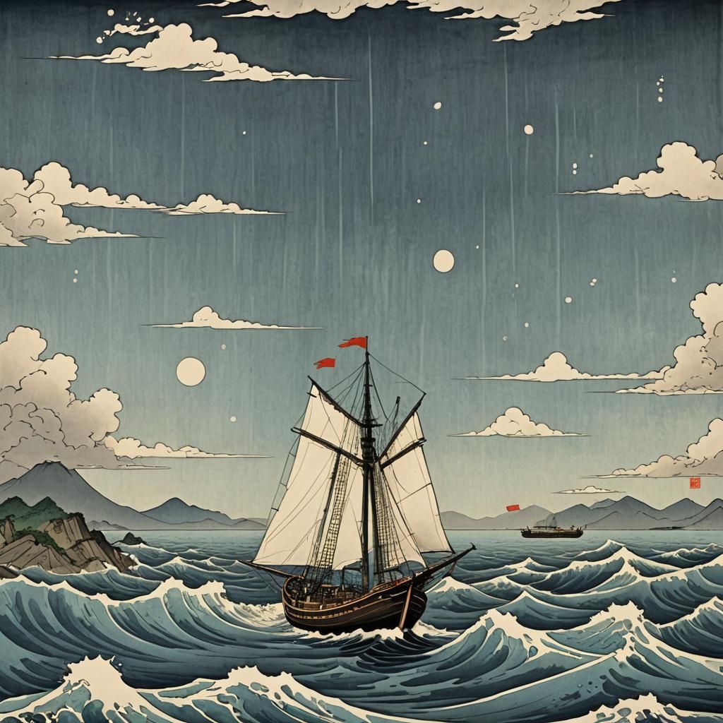 Ego sails away, In self's vast sea, finds freedom, Horizon beckons. Haiku inspired image. - AI ...