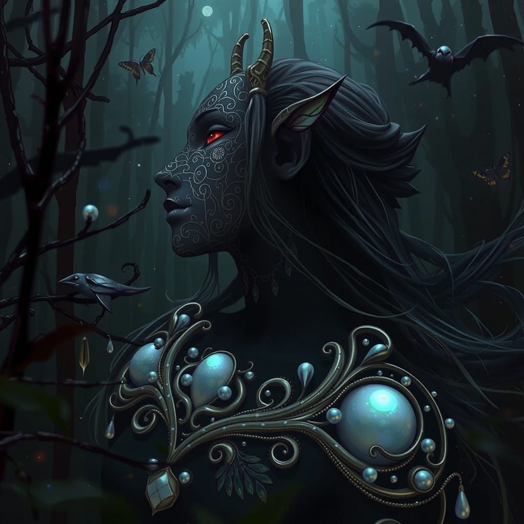 Ethereal Fae Maiden with Shimmering Skin and Starl... - AI Art