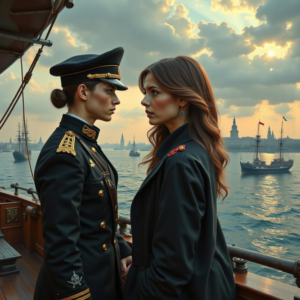 High age style. USSR#105 - Soviet Commissar on Airship Deck ...