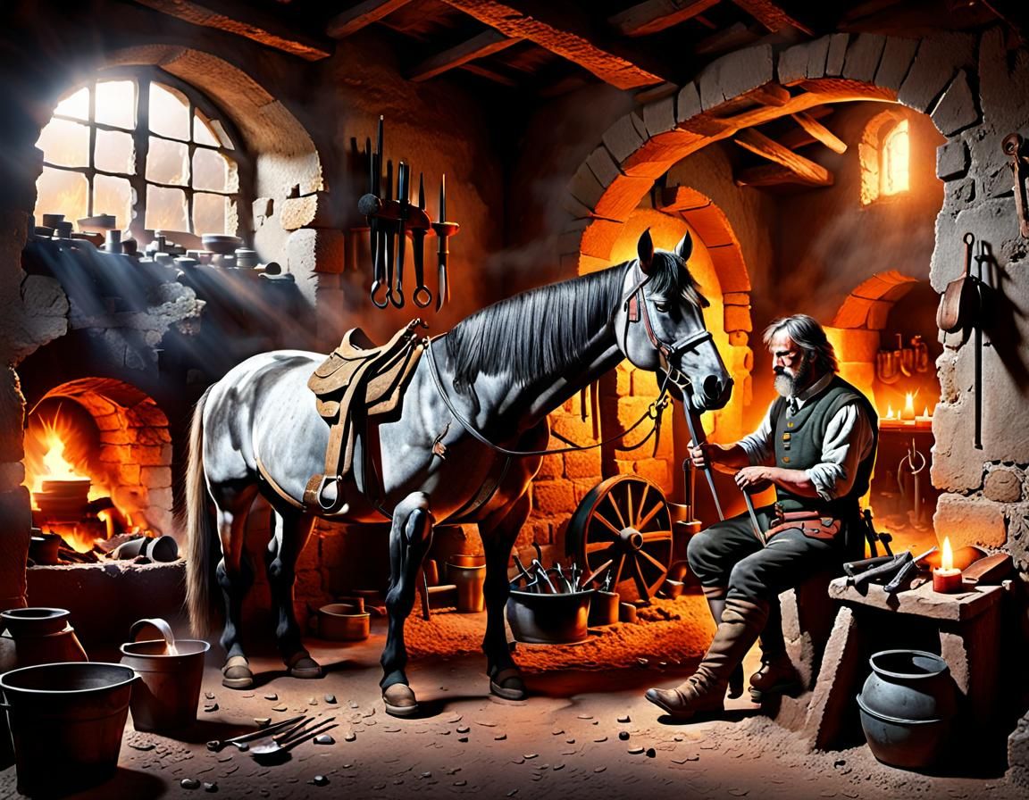 Medieval Lair: Farrier MAN - AI Generated Artwork - NightCafe Creator