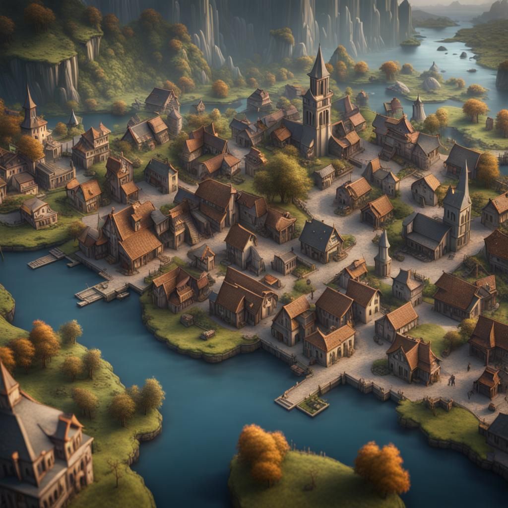 Small Fantasy Town - AI Generated Artwork - NightCafe Creator