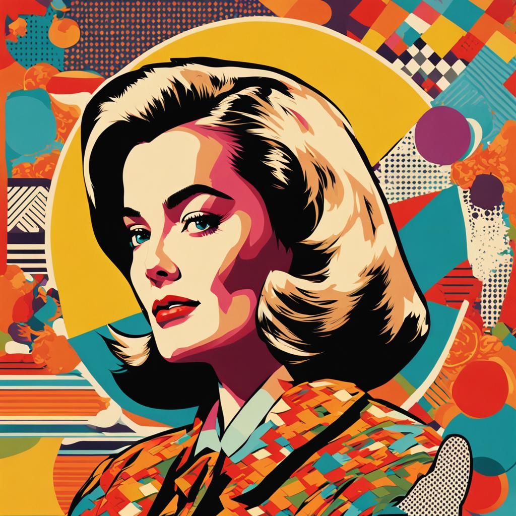 A Pop Art-inspired piece with an iconic celebrity (front and center ...