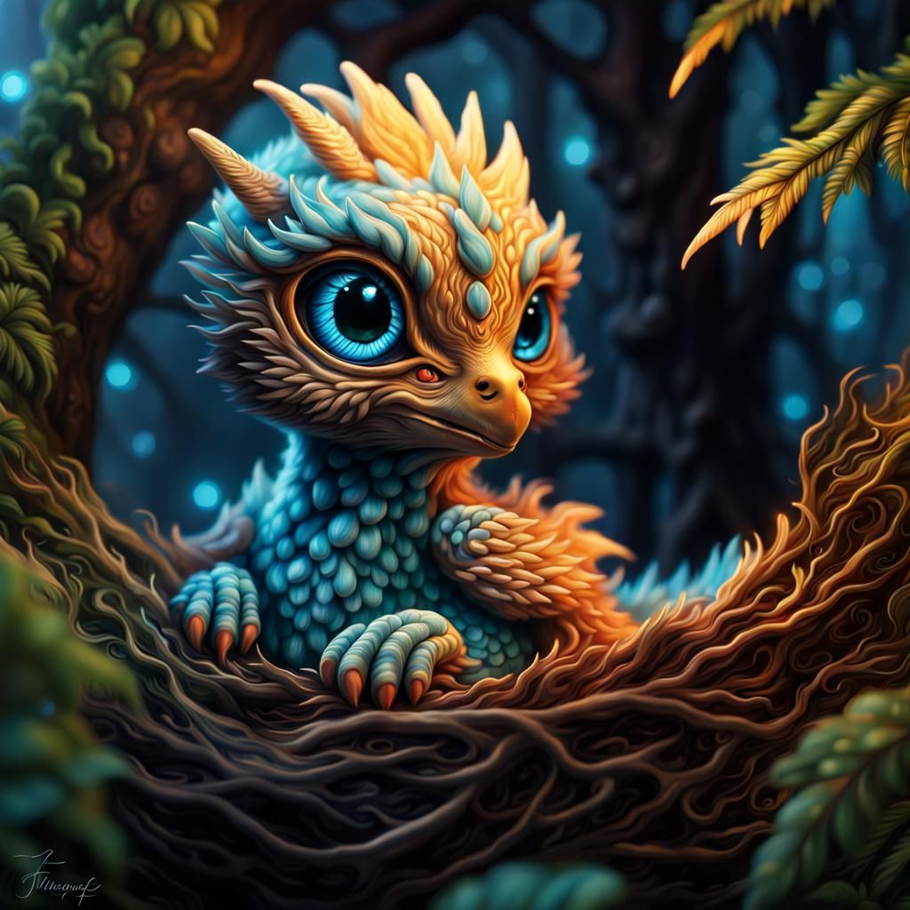 Dragon Phoenix Nest - AI Generated Artwork - NightCafe Creator