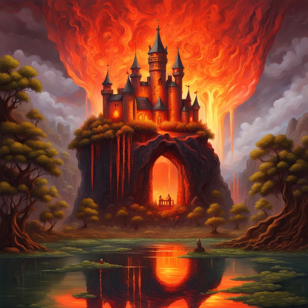 Medieval castle on fire - AI Generated Artwork - NightCafe Creator