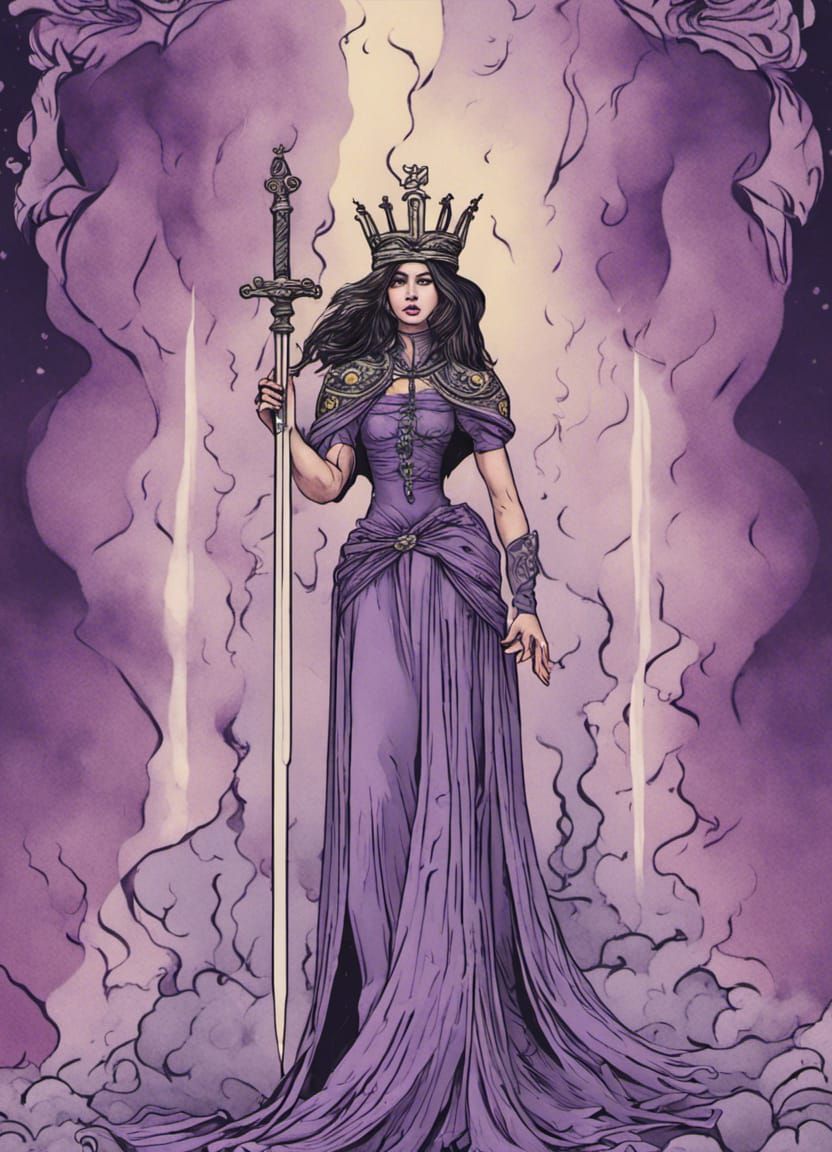 Regal Intellect: Queen of Swords Tarot - AI Generated Artwork ...