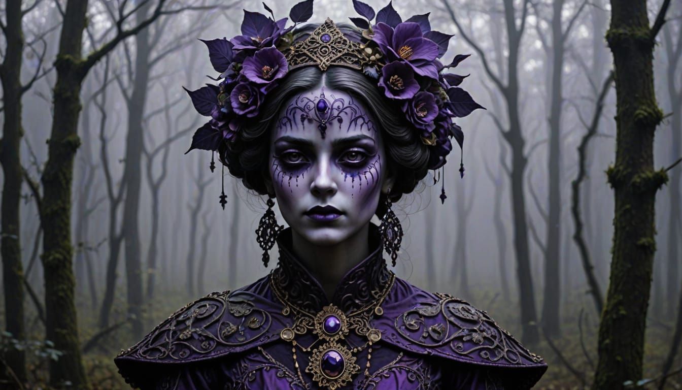 Androgynous Figure Bearer of Violet Flame in Myste... - AI Art