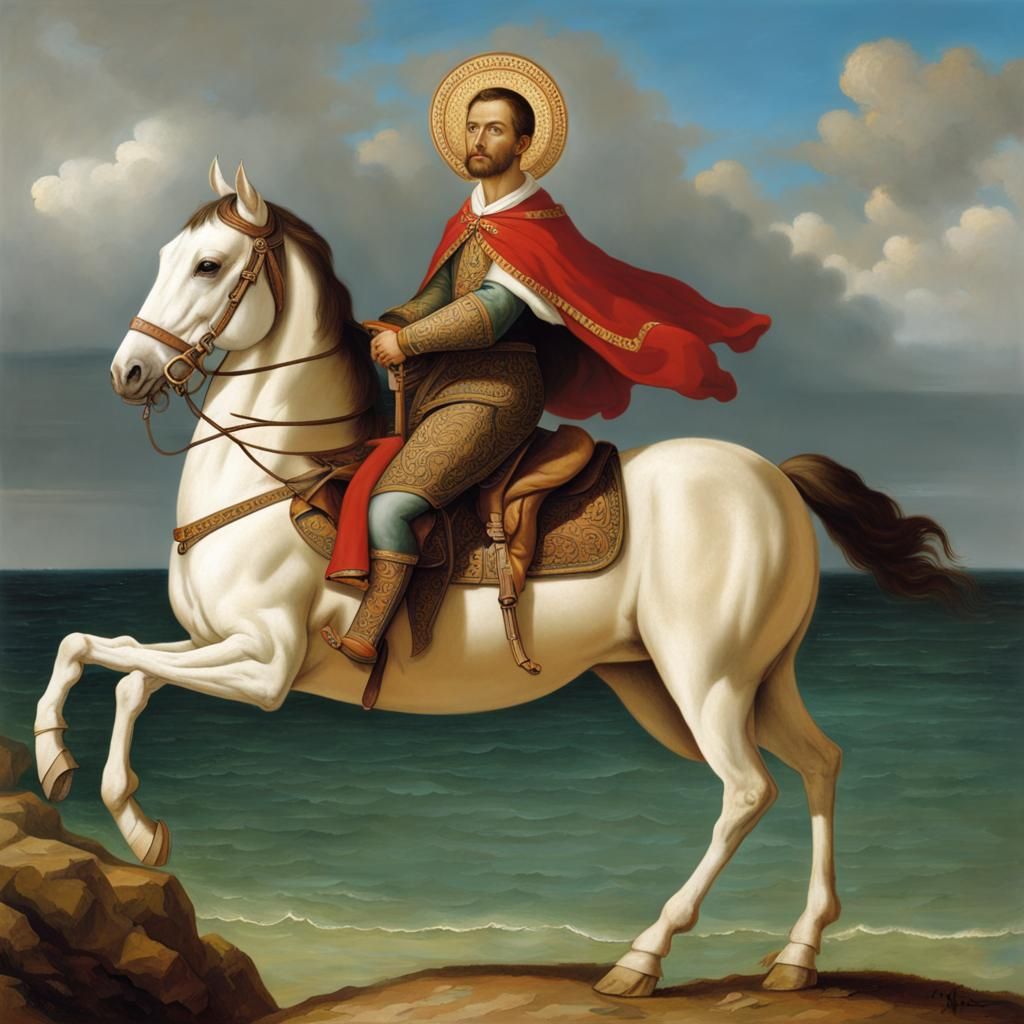 St. Martin riding horse - AI Generated Artwork - NightCafe Creator