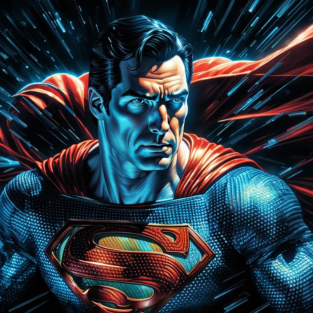Luminescent holographic Superman. - AI Generated Artwork - NightCafe ...