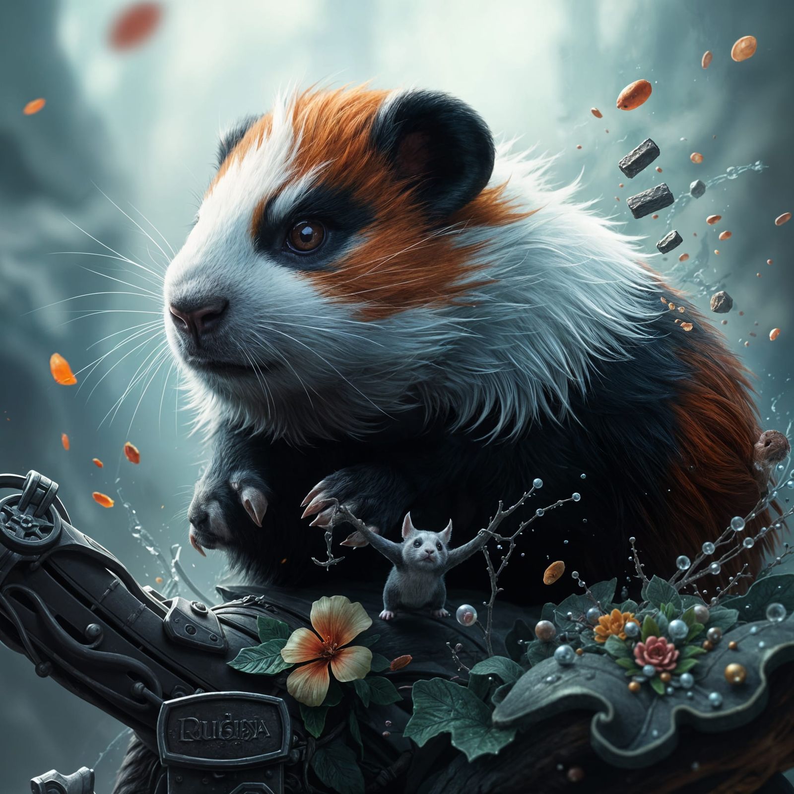 Half Guinea pig Half panda - Whimsical Creature Hybrid in F...