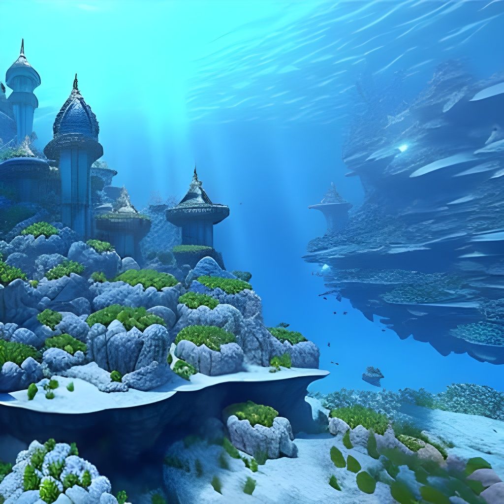 2000m deep in the Atlantic ocean the Lost city of Atlantis illuminates ...