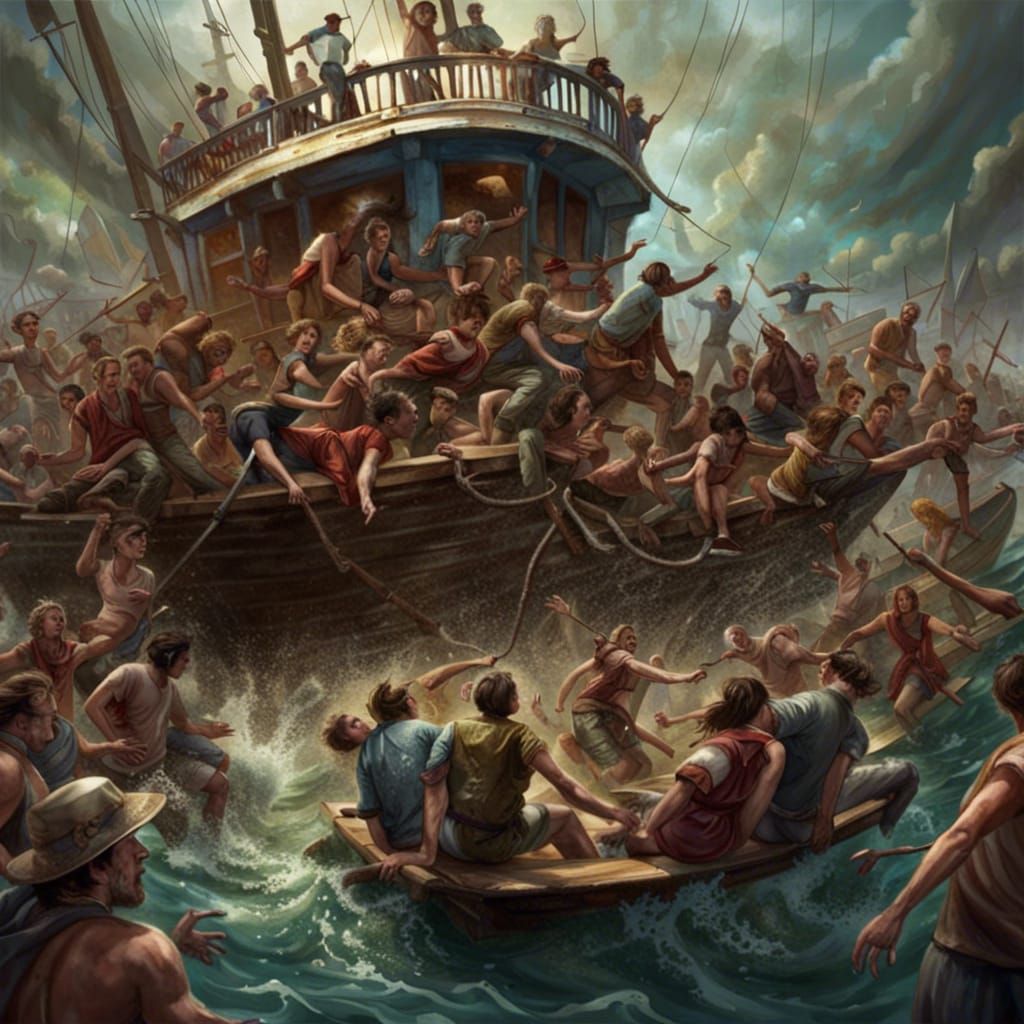 Boat Fight - AI Generated Artwork - NightCafe Creator