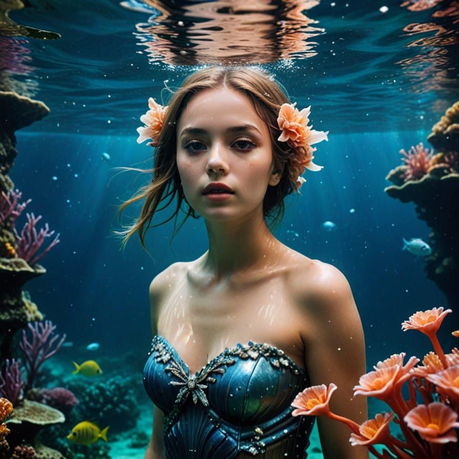 Submerged Floral Wonders in a Deep Sea Fantasy - AI Art