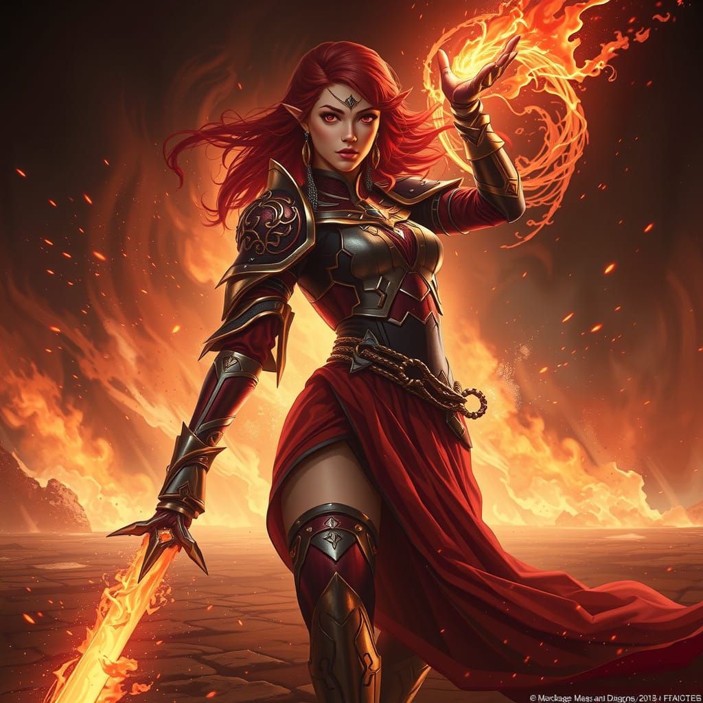 Regal Red-Haired Goddess in Hyper-Realistic Dungeo... - AI Art