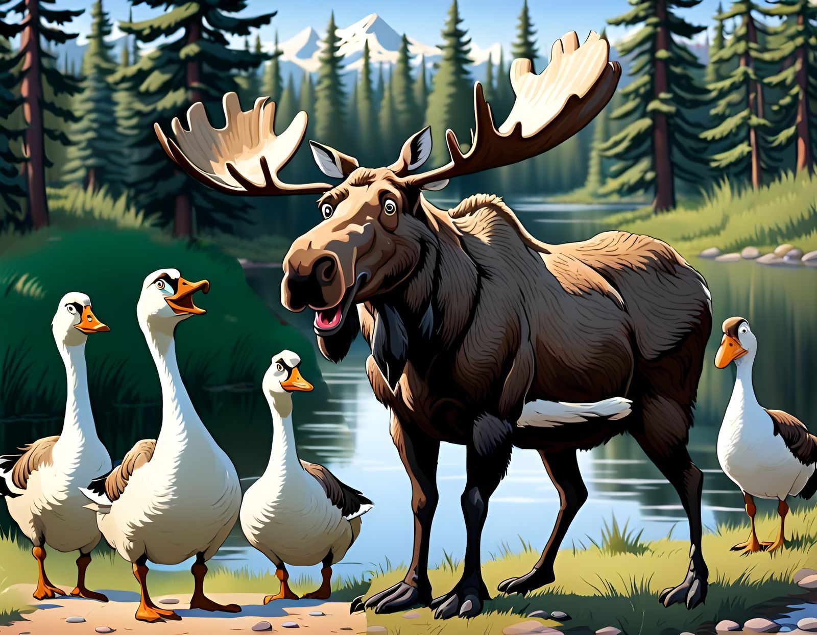 Goose : Geese :: Moose : 🤯 - AI Generated Artwork - NightCafe Creator