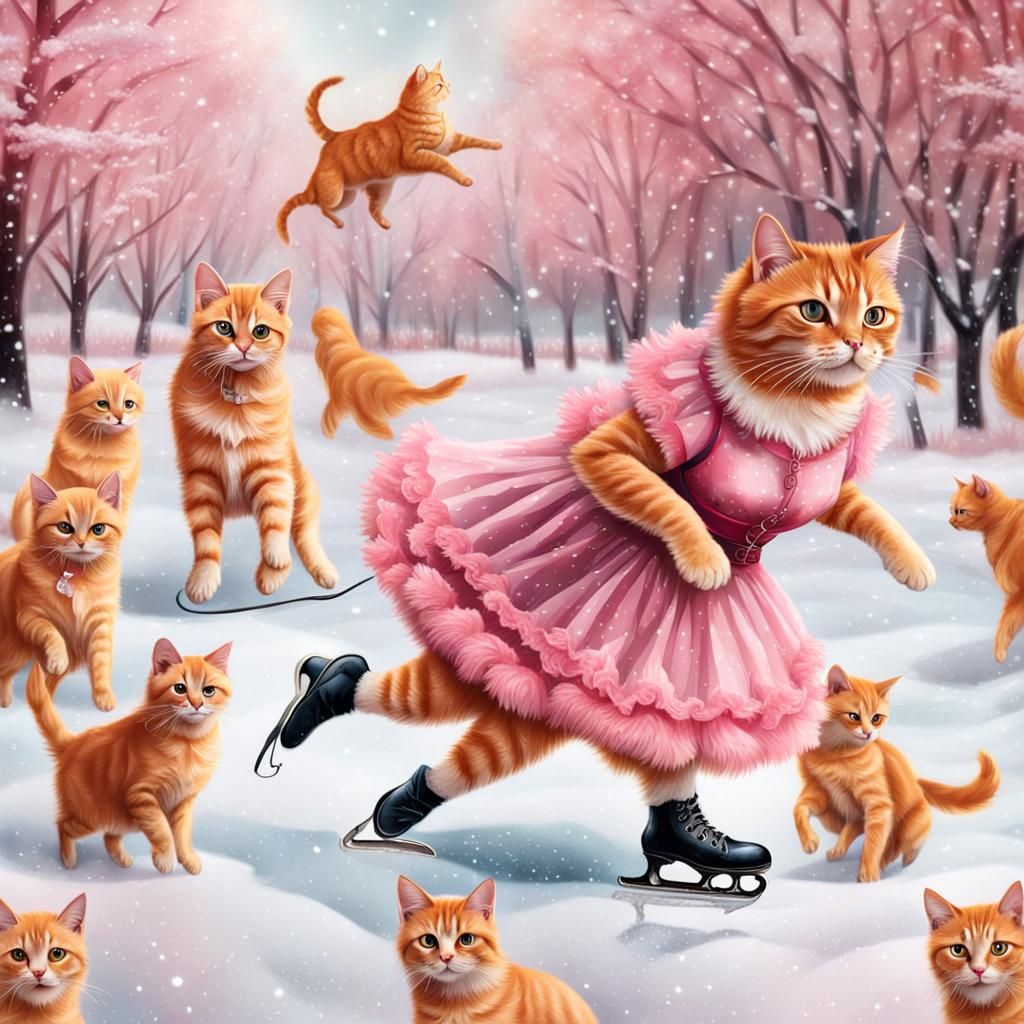 Cat ice skating - AI Generated Artwork - NightCafe Creator