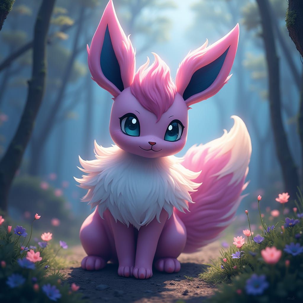 Majestic Espeon in Vibrant, Spiky Mane with Eevee ... - AI Art