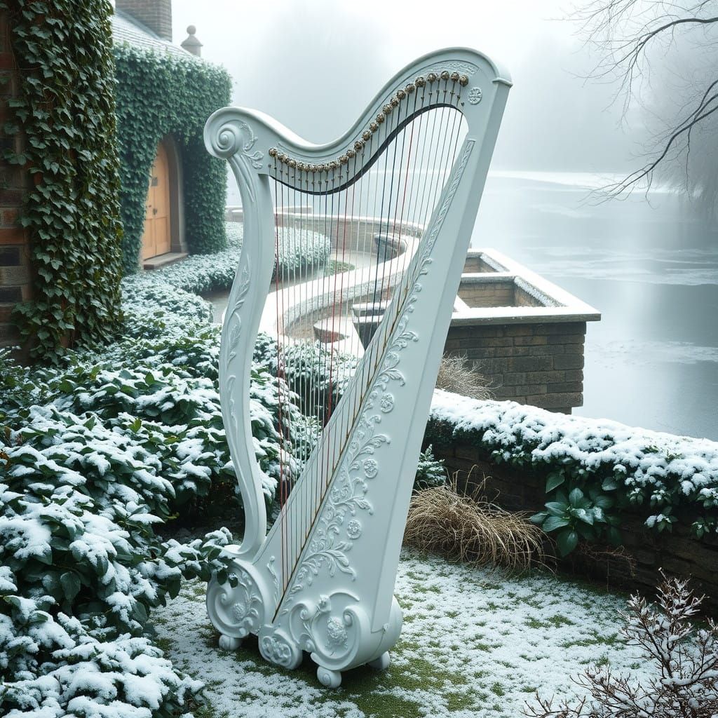 Ethereal White Harp in Winter English Renaissance ... - AI Art