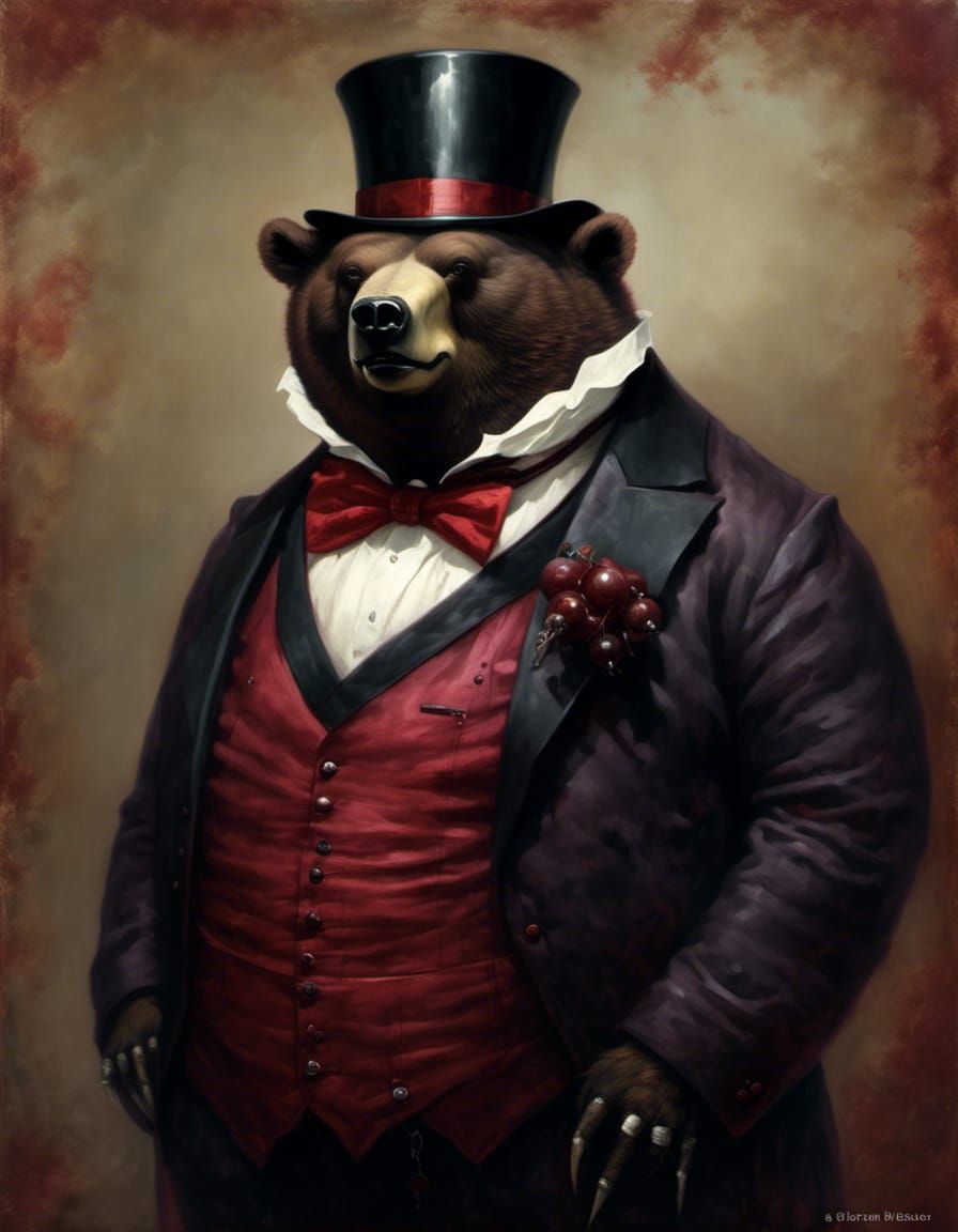 Portrait: "Dapper Obese Black Cherry Bear Vampire" - AI Generated ...