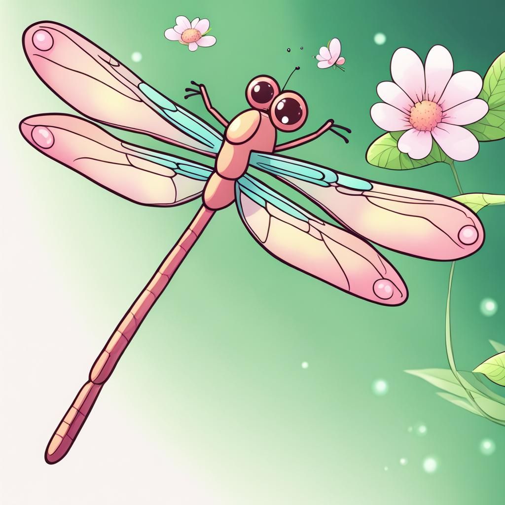 Kawaii Dragonfly insect. Anime - AI Generated Artwork - NightCafe Creator