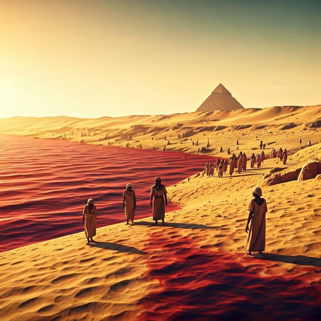 Ancient Egyptian Apocalypse: Crimson Nile Devastat... - AI Art