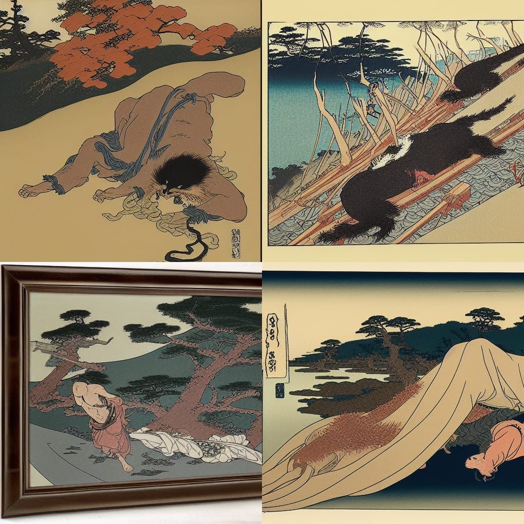 Roadkill by Hokusai - AI Generated Artwork - NightCafe Creator