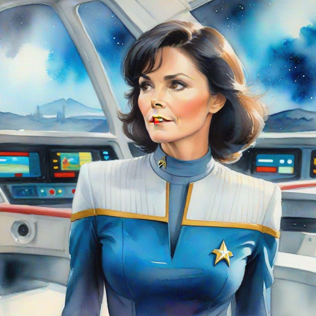 Commander Duncan - Impressionistic Watercolor Starfleet Comm...