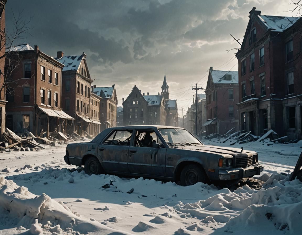 Breathtaking Post-Apocalyptic Winter Scene in Cine... - AI Art
