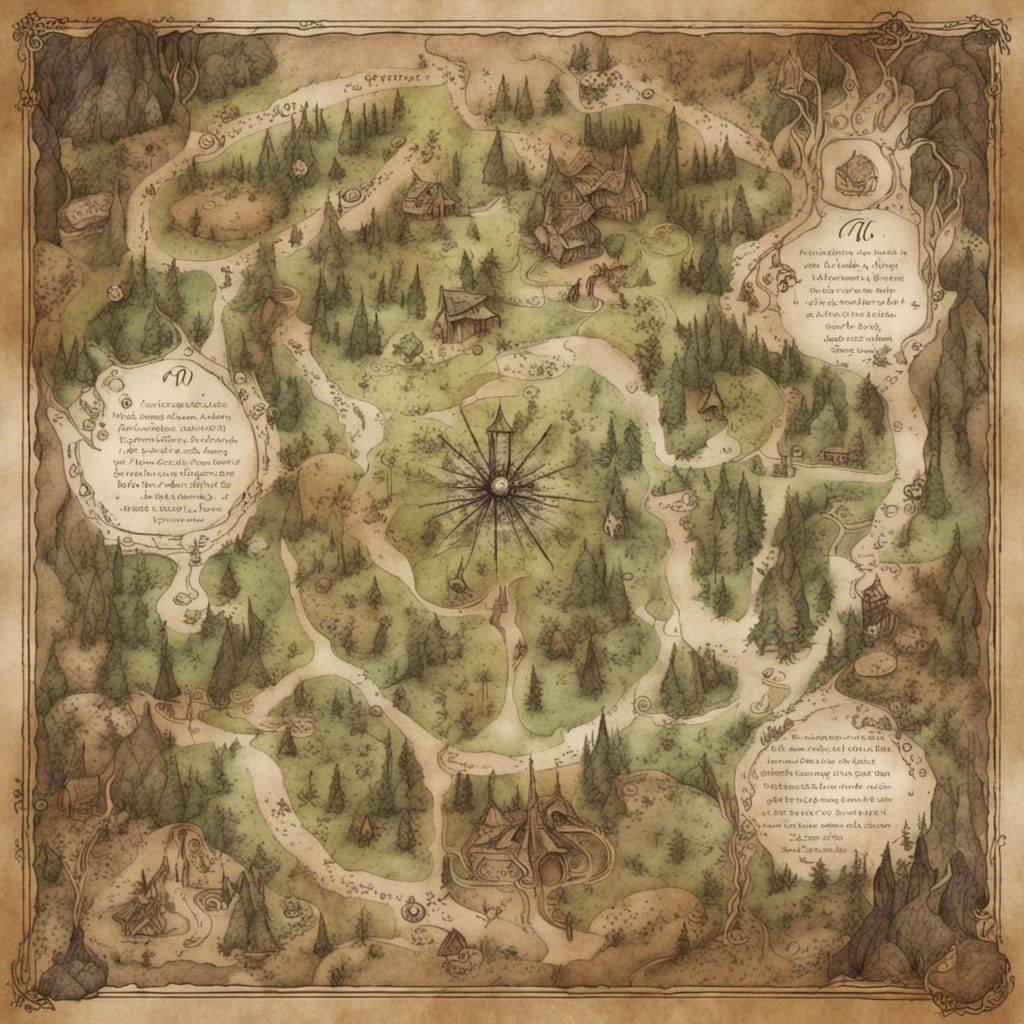 Secret pathways as witch's map - AI Generated Artwork - NightCafe Creator