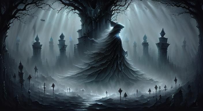 Splash art steampunk. Dimly lit catacombs. Eerie, creatures in the dark ...