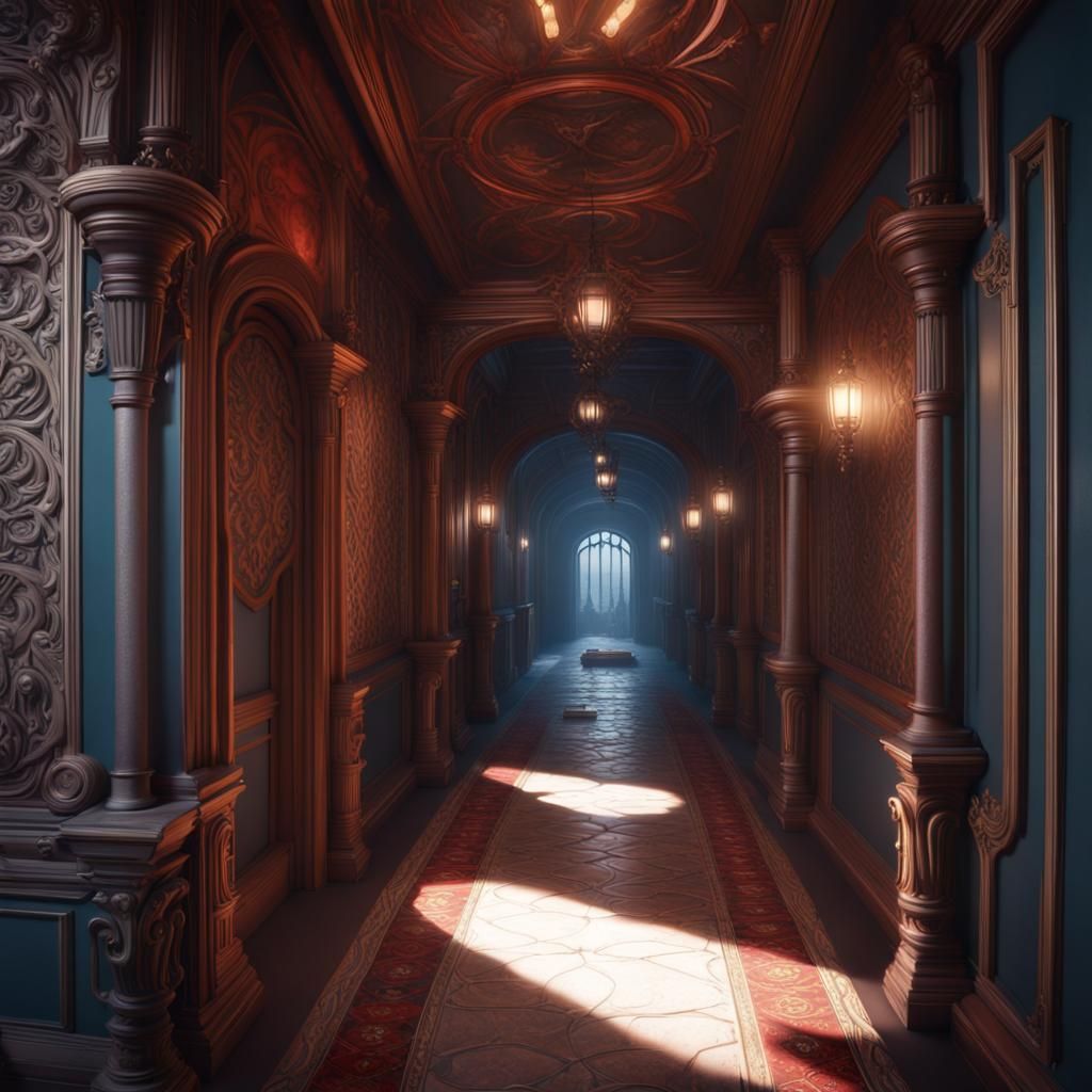 a normal hallway that starts twisting and warping more as it goes ...