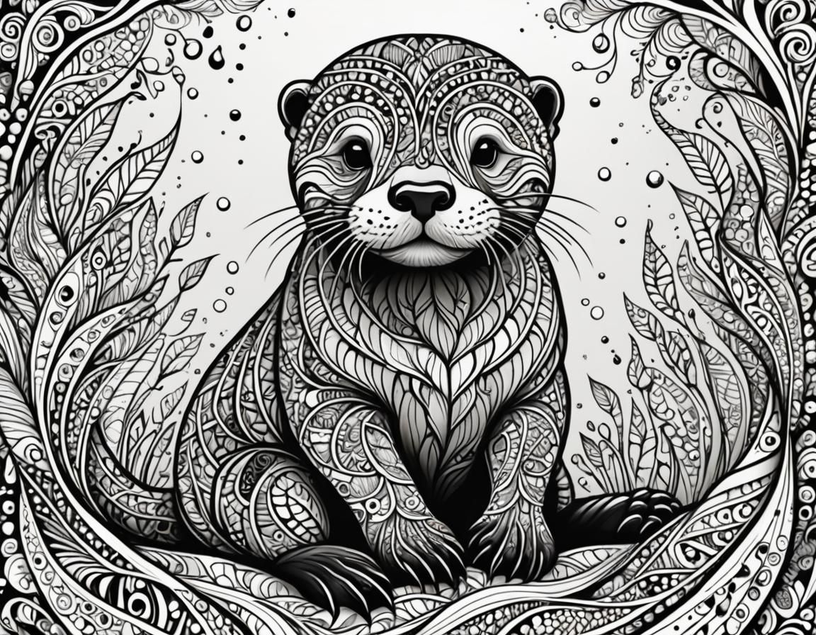 A cute otter zentangle otter - AI Generated Artwork - NightCafe Creator
