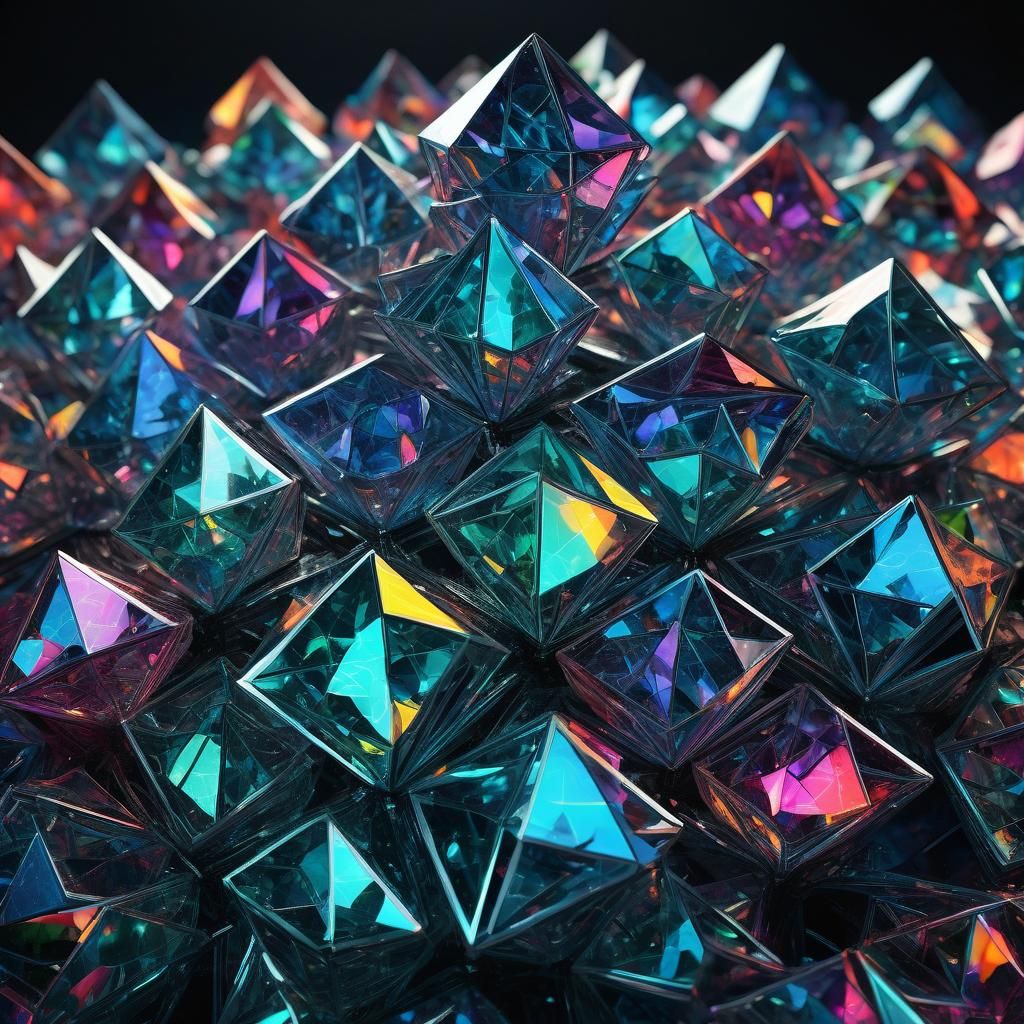 Vibrant Crystal Formations in Prismatic Hues - AI Art