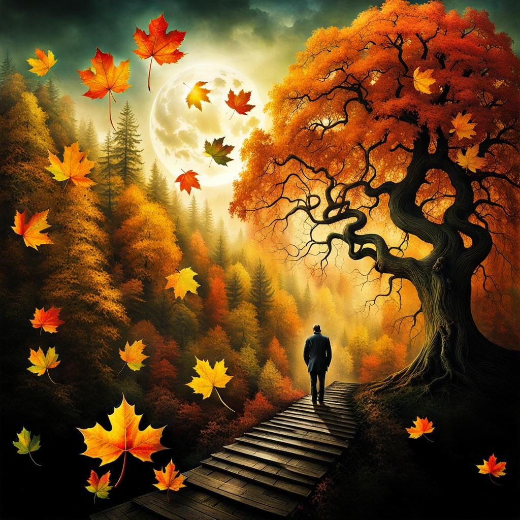 Autumn stroll in the park - AI Generated Artwork - NightCafe Creator