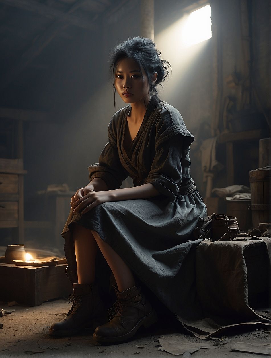 Poor woman in a hovel - AI Generated Artwork - NightCafe Creator