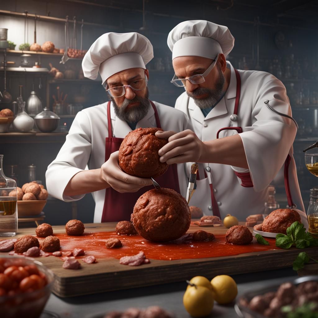 Food scientists measuring Meat balls - AI Generated Artwork - NightCafe ...